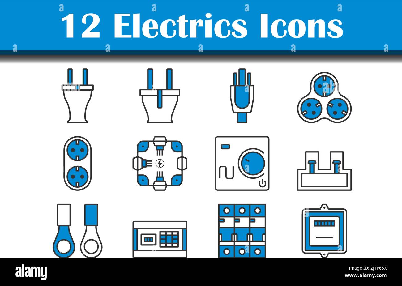 Electrics Icon Set. Editable Bold Outline With Color Fill Design ...