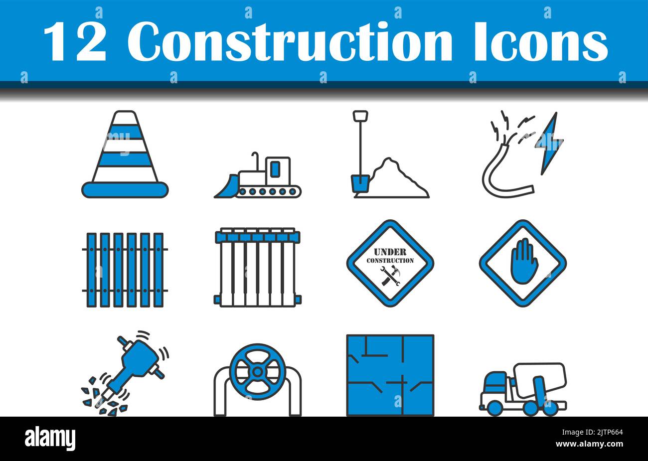 Construction Icon Set. Editable Bold Outline With Color Fill Design. Vector Illustration Stock ...
