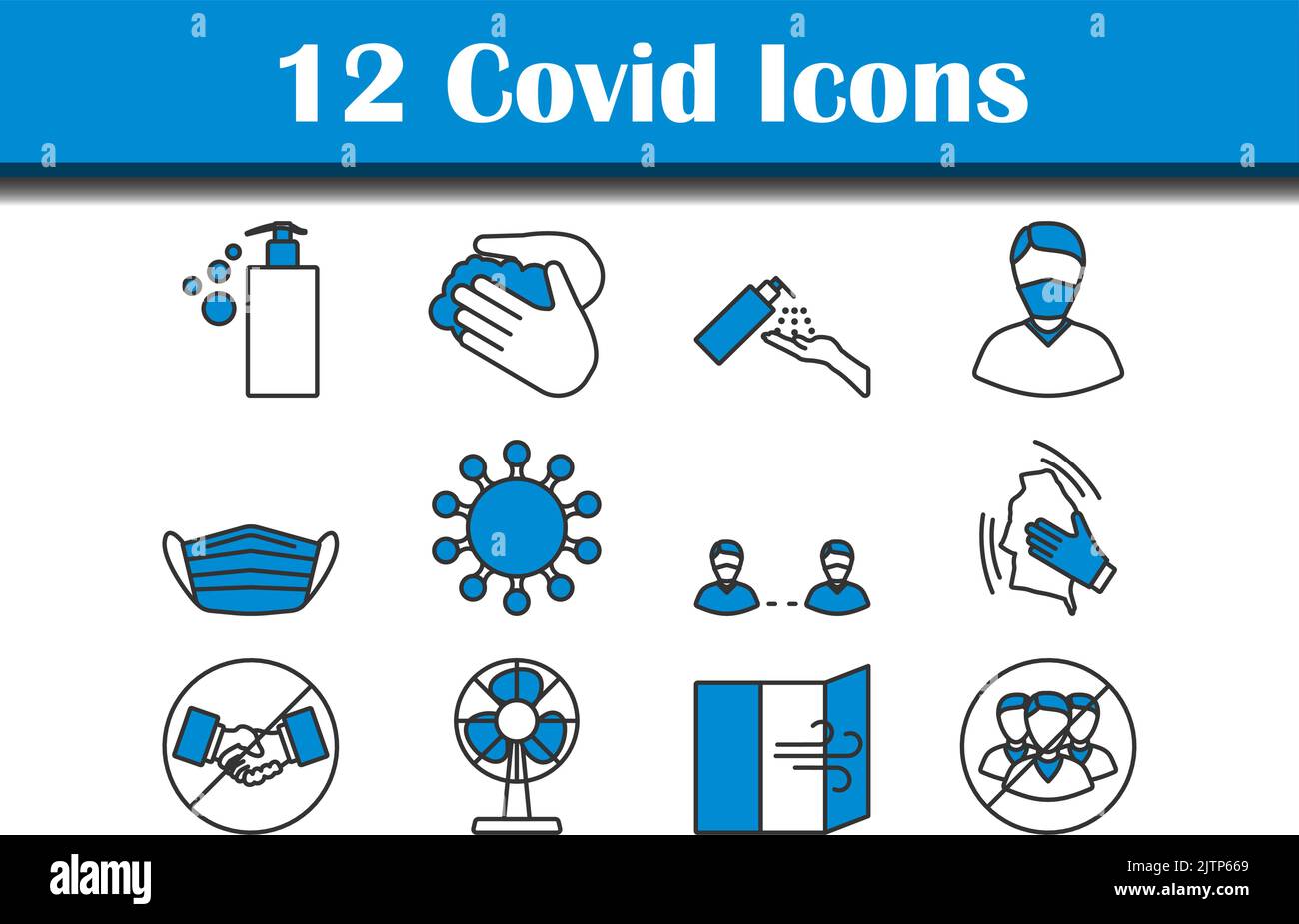 Covid Icon Set. Editable Bold Outline With Color Fill Design. Vector ...