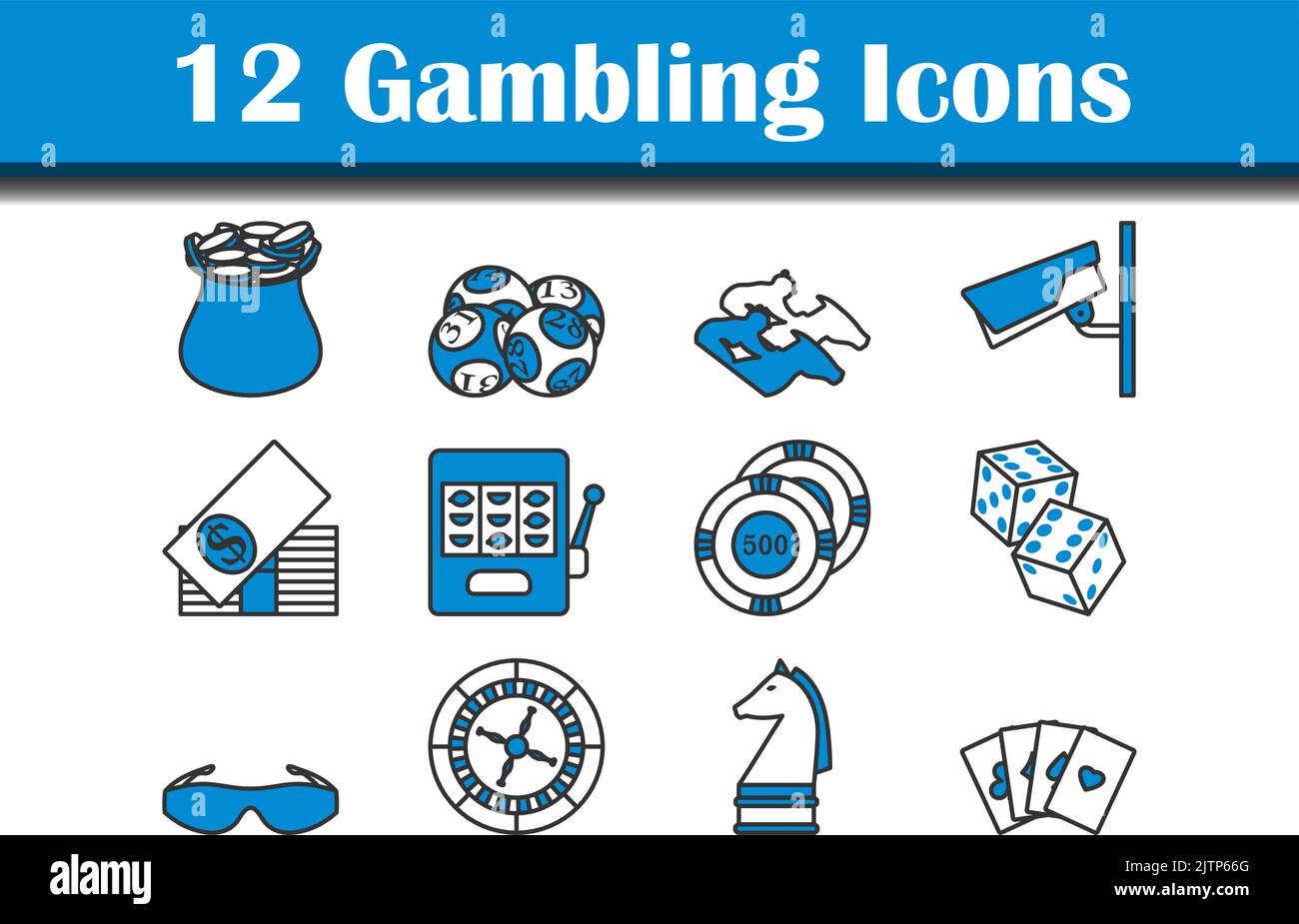 Gambling Icon Set. Editable Bold Outline With Color Fill Design. Vector ...