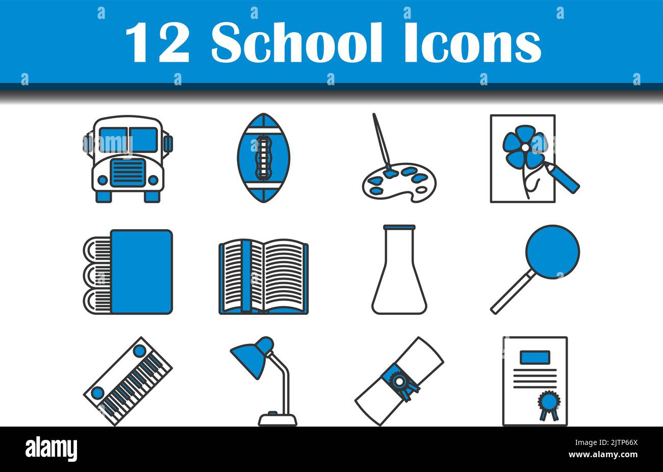 School Icon Set. Editable Bold Outline With Color Fill Design. Vector ...
