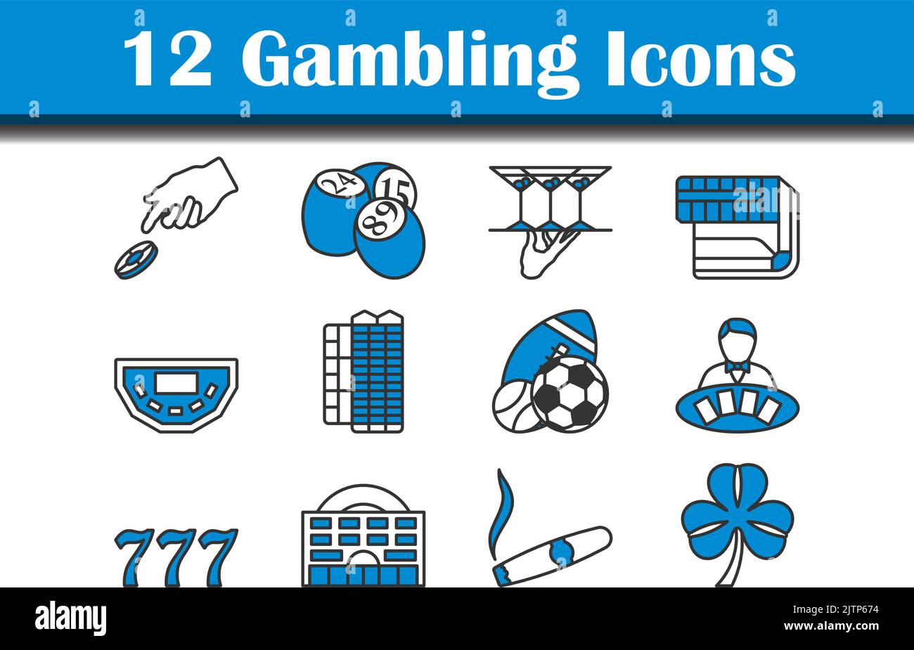 Gambling Icon Set. Editable Bold Outline With Color Fill Design. Vector ...
