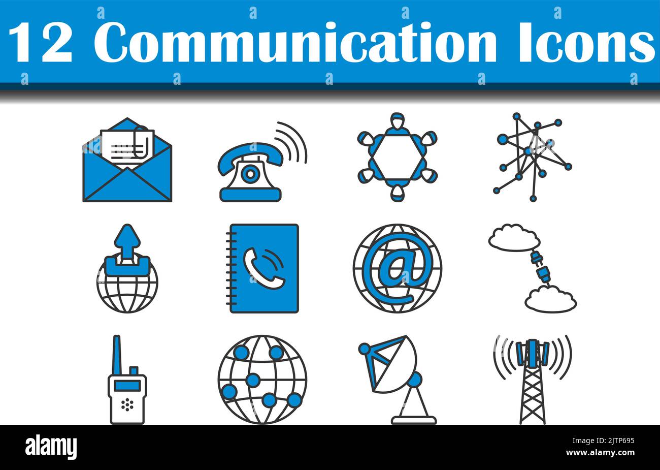 Communication Icon Set. Editable Bold Outline With Color Fill Design ...