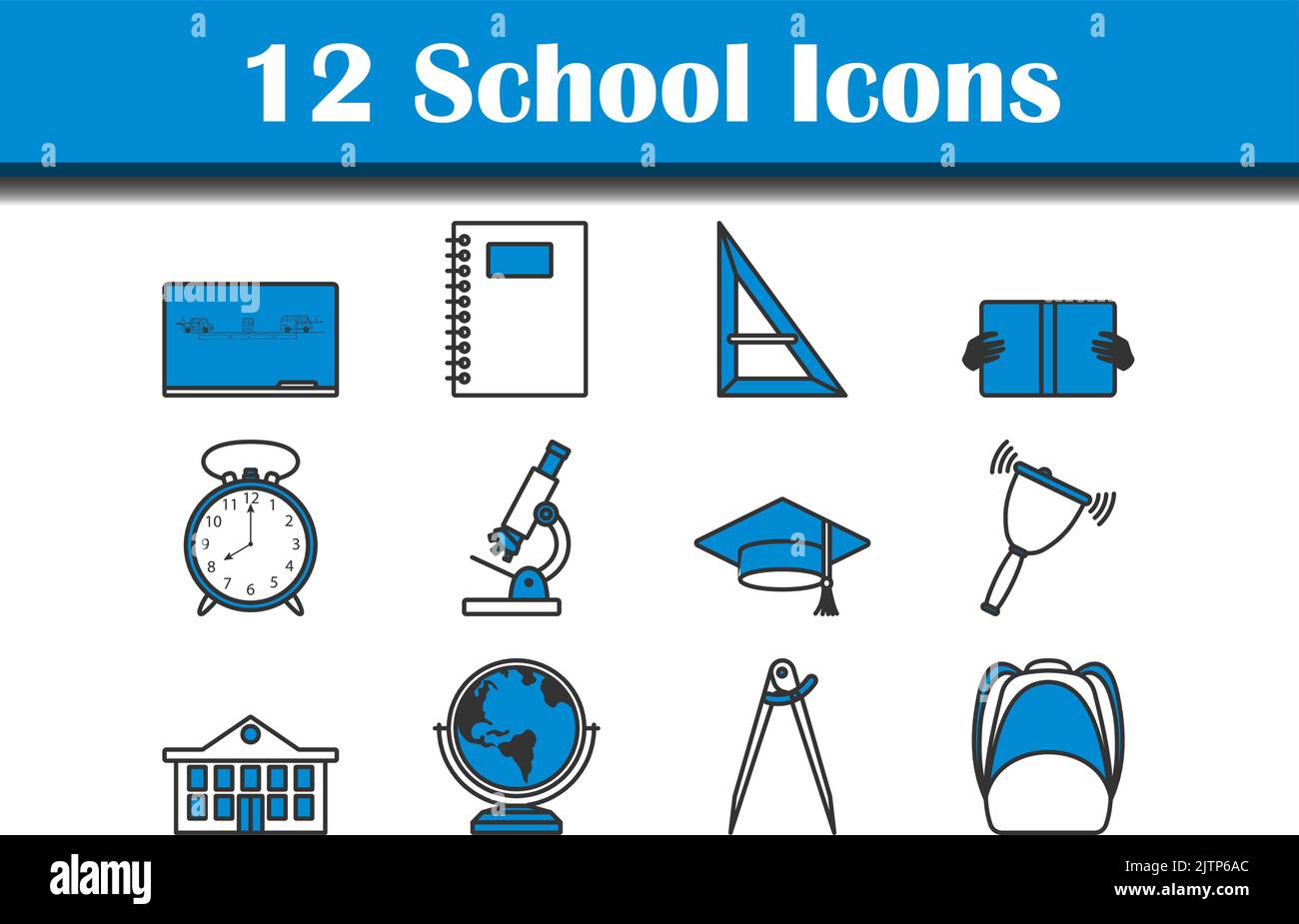 School Icon Set. Editable Bold Outline With Color Fill Design. Vector ...