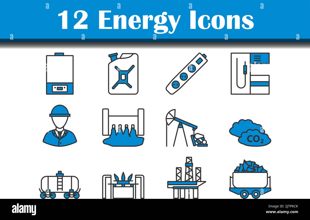 Energy Icon Set. Editable Bold Outline With Color Fill Design. Vector ...