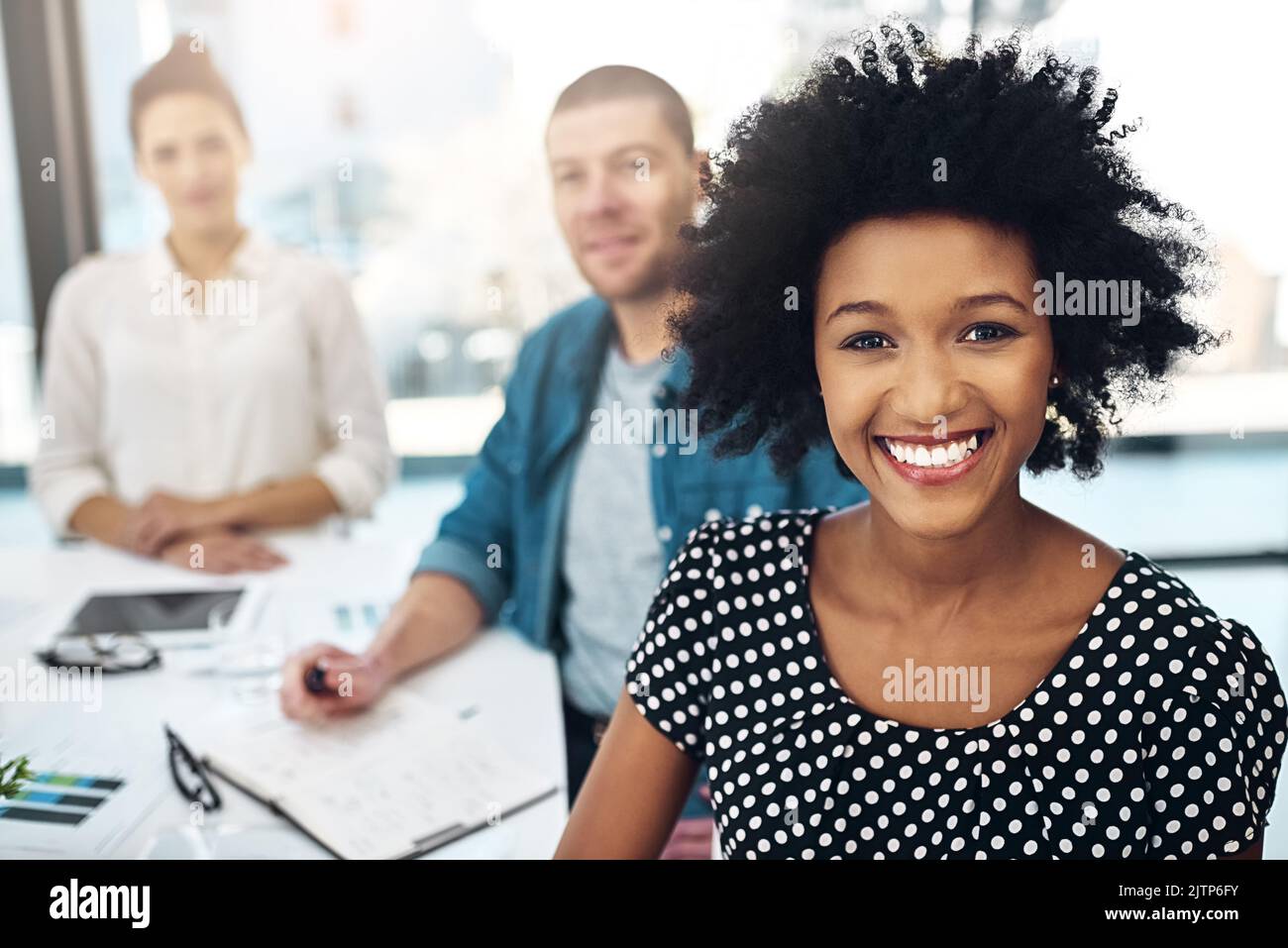 Team positivity. Portrait of a group of smiling colleagues sitting ...