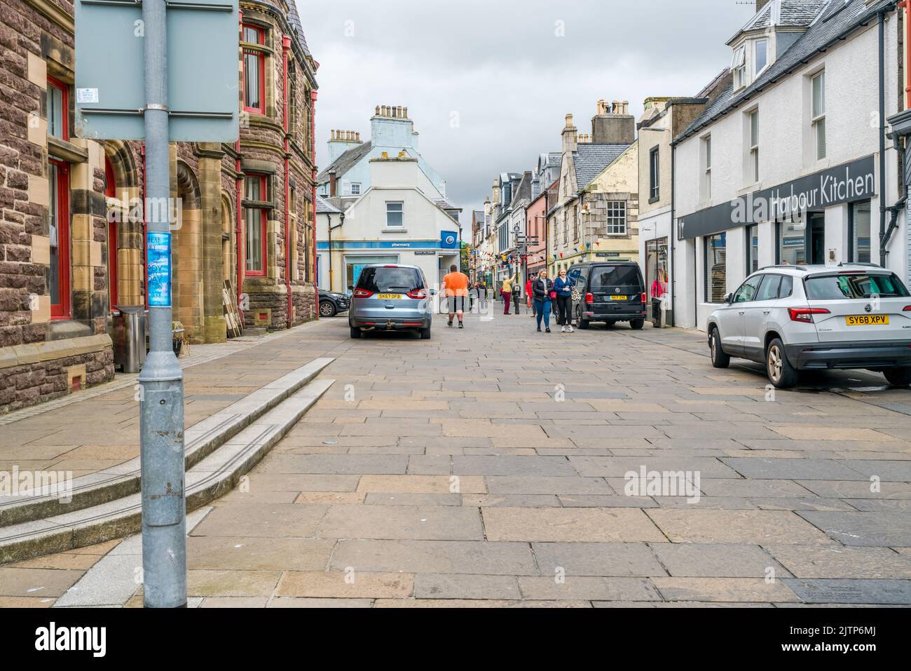 STORNOWAY, ISLE OF LEWIS, SCOTLAND, AUGUST 02, 2022: Street view in ...