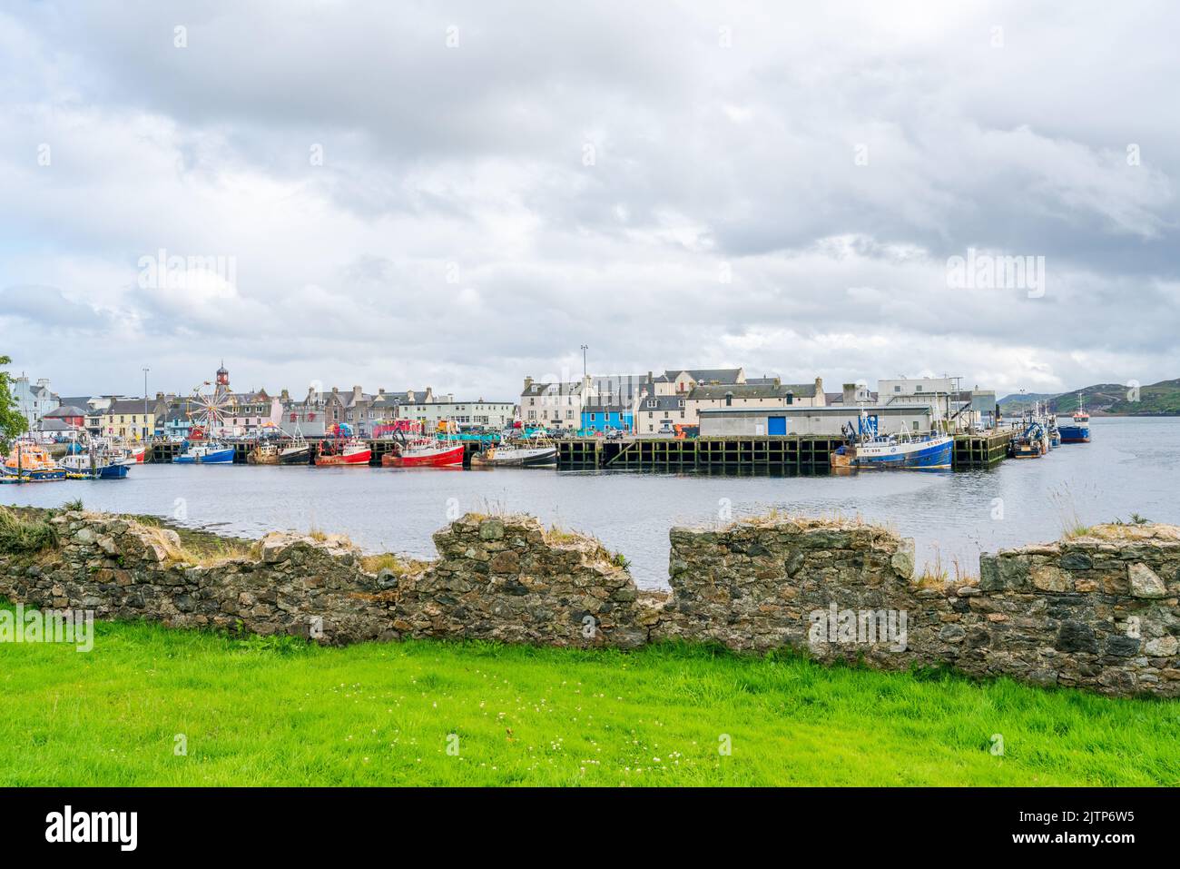 STORNOWAY, ISLE OF LEWIS, SCOTLAND, AUGUST 02, 2022: View of harbour in ...