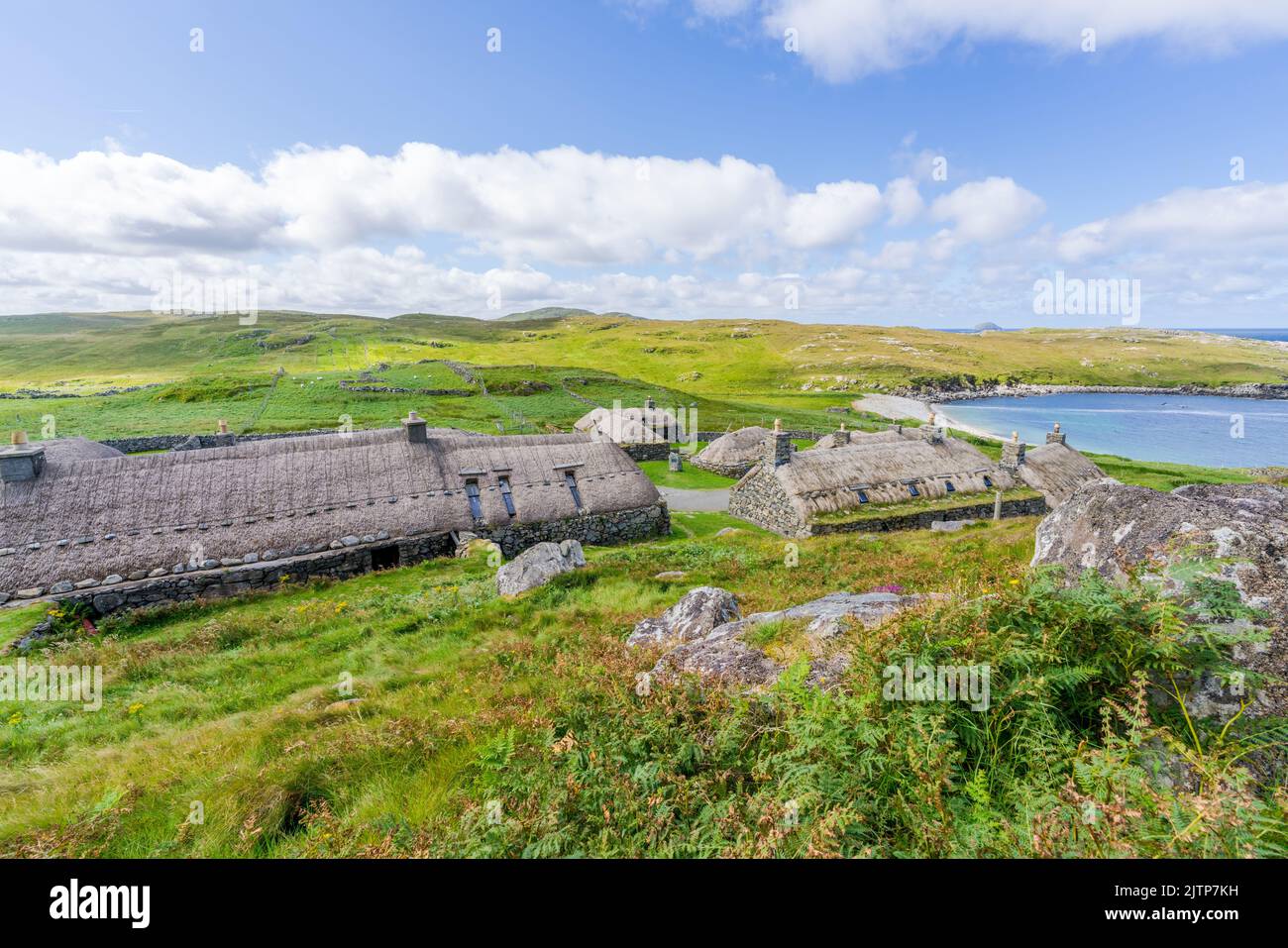 Gearrannan black house village and Garenin bay, Dun Carloway, Isle of ...