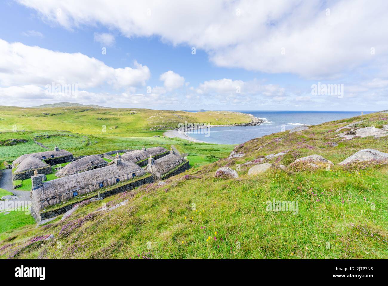 Gearrannan black house village and Garenin bay, Dun Carloway, Isle of ...