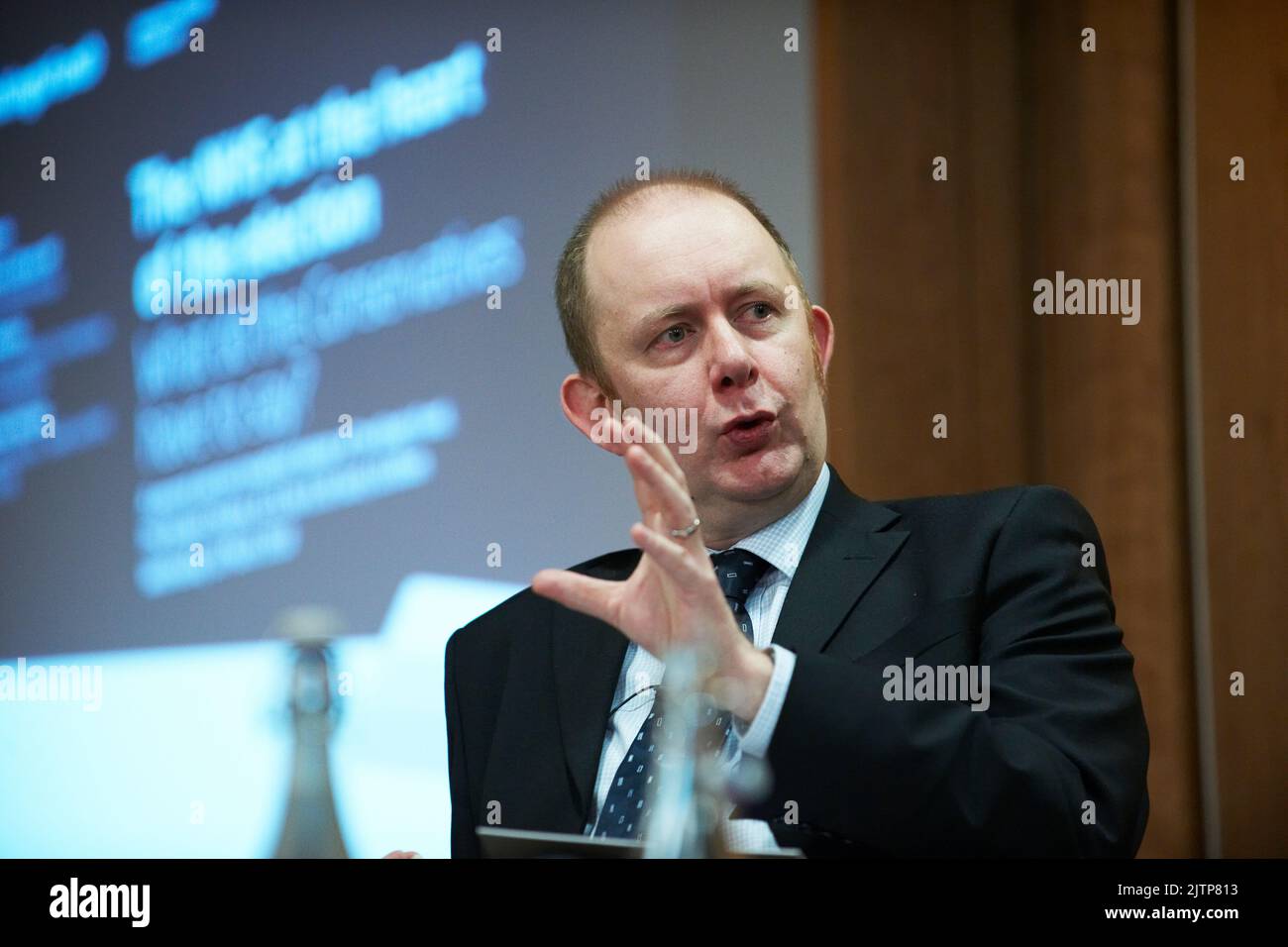Jonathan Nicholls speaking at The King's Fund Breakfast Briefings Stock ...