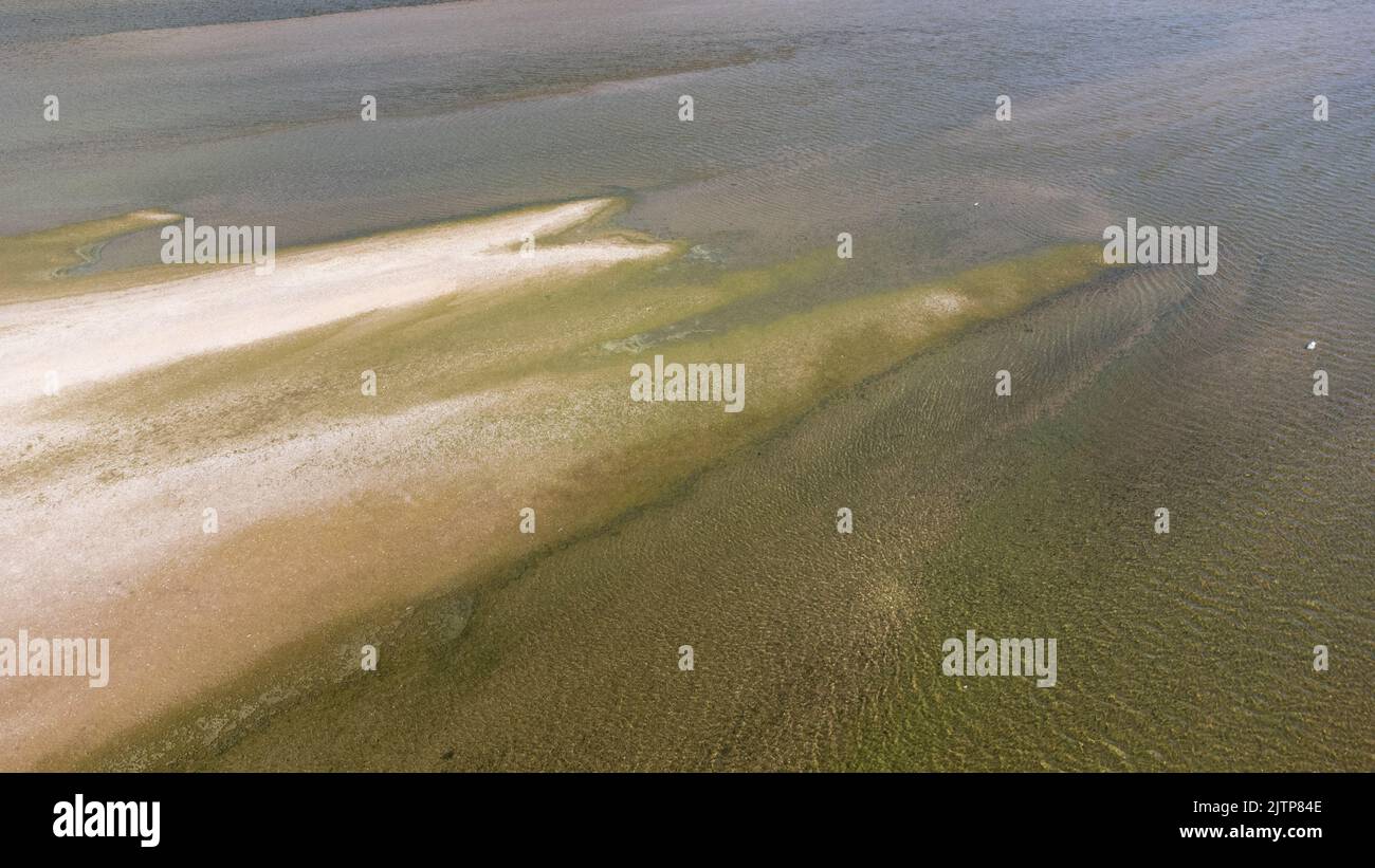 France, Maine-et-Loire, summer 2022. Aerial view of the drought and ...