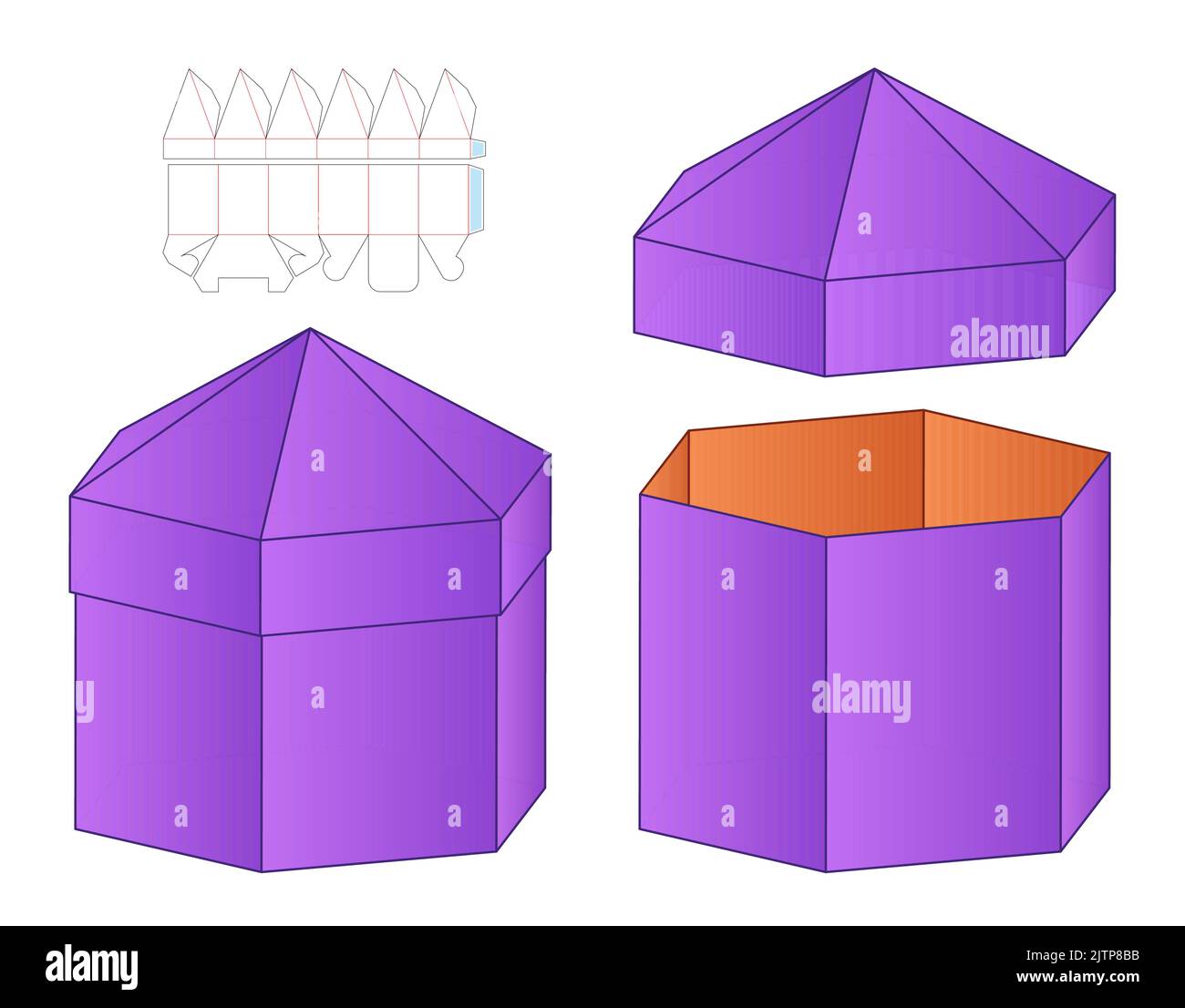 Box packaging die cut template design. 3d mock-up Stock Vector Image ...