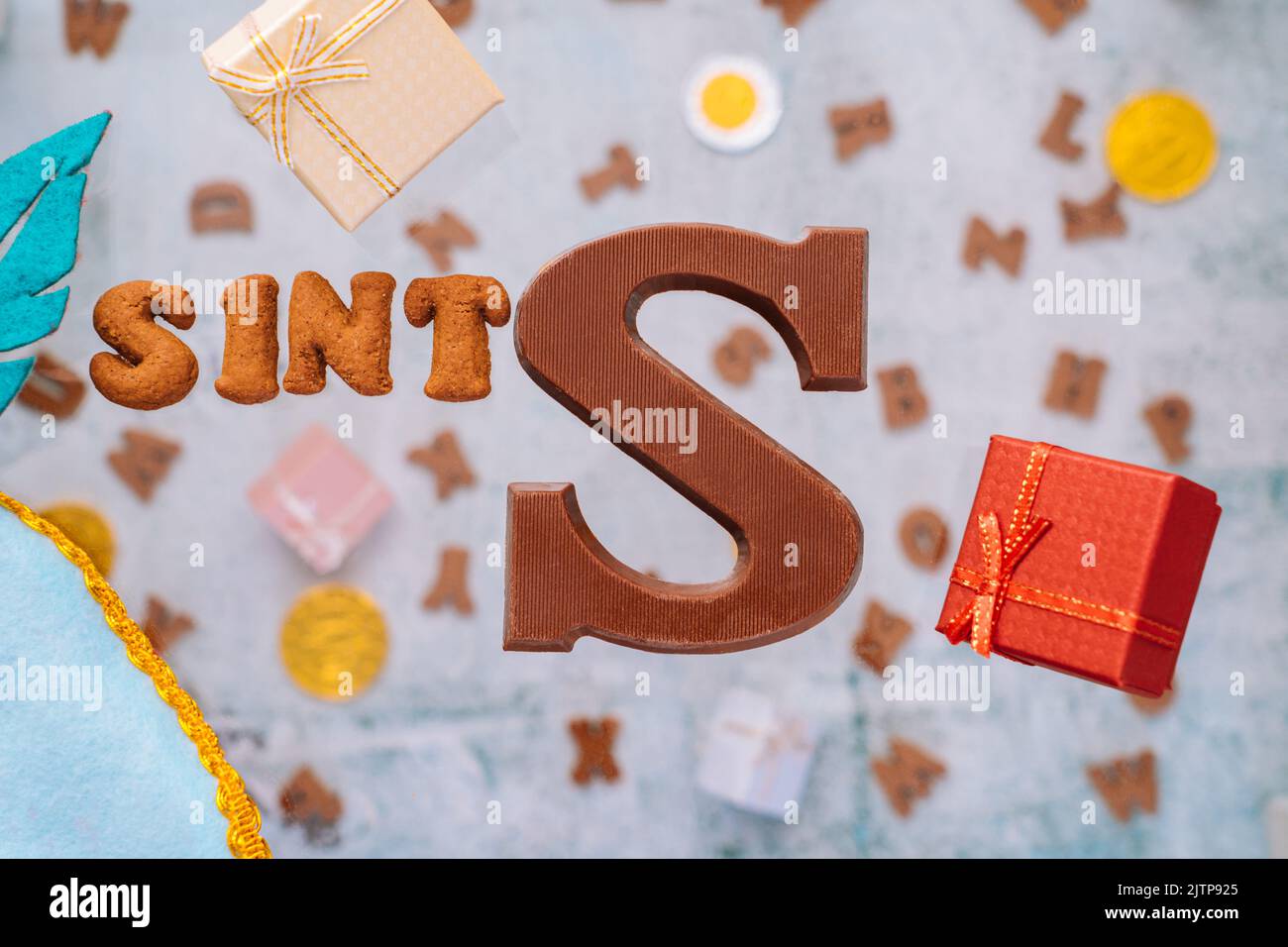 Dutch holiday Sinterklaas greeting Card. Gift boxes and traditional ...