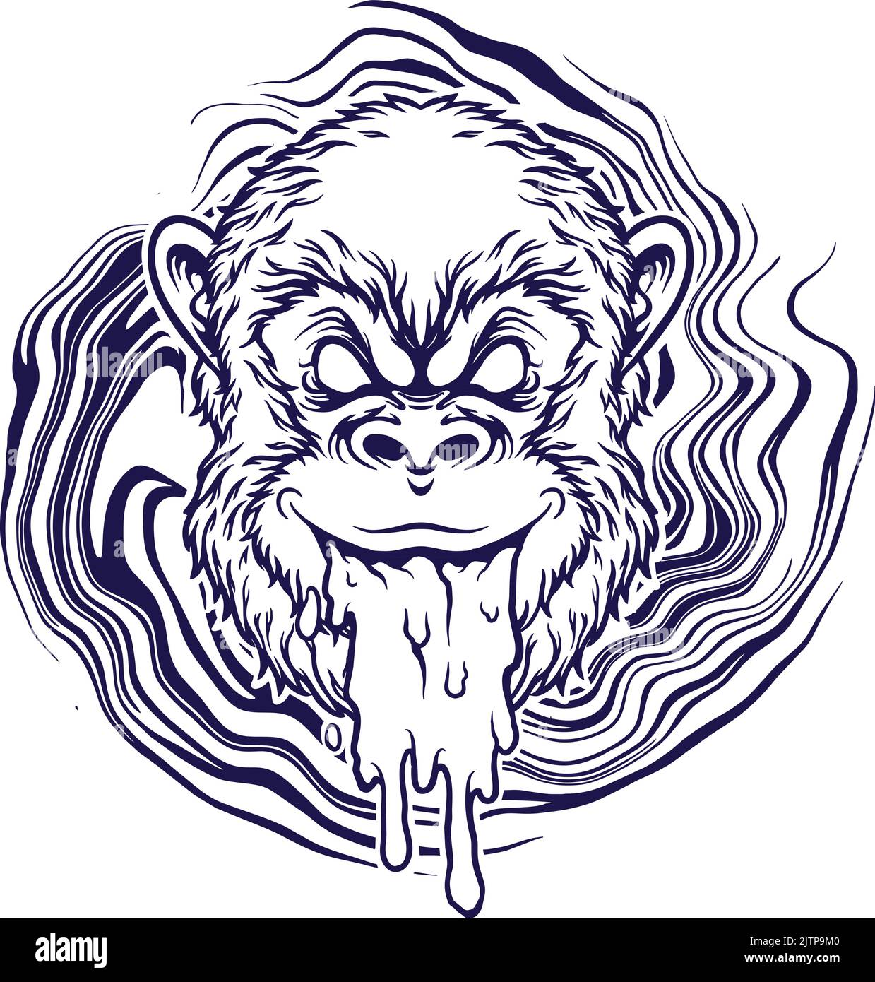 Evil Monkey Face Drawing