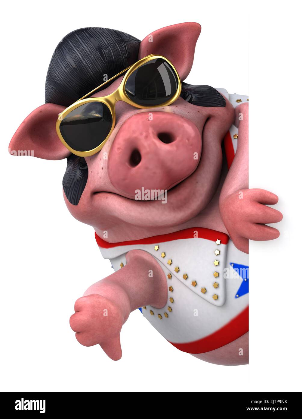 Fun 3D cartoon illustration of a pig rocker Stock Photo - Alamy