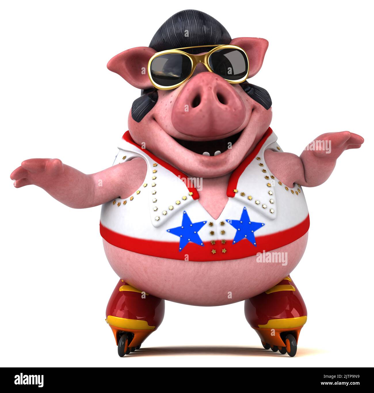 Fun 3D cartoon illustration of a pig rocker Stock Photo - Alamy