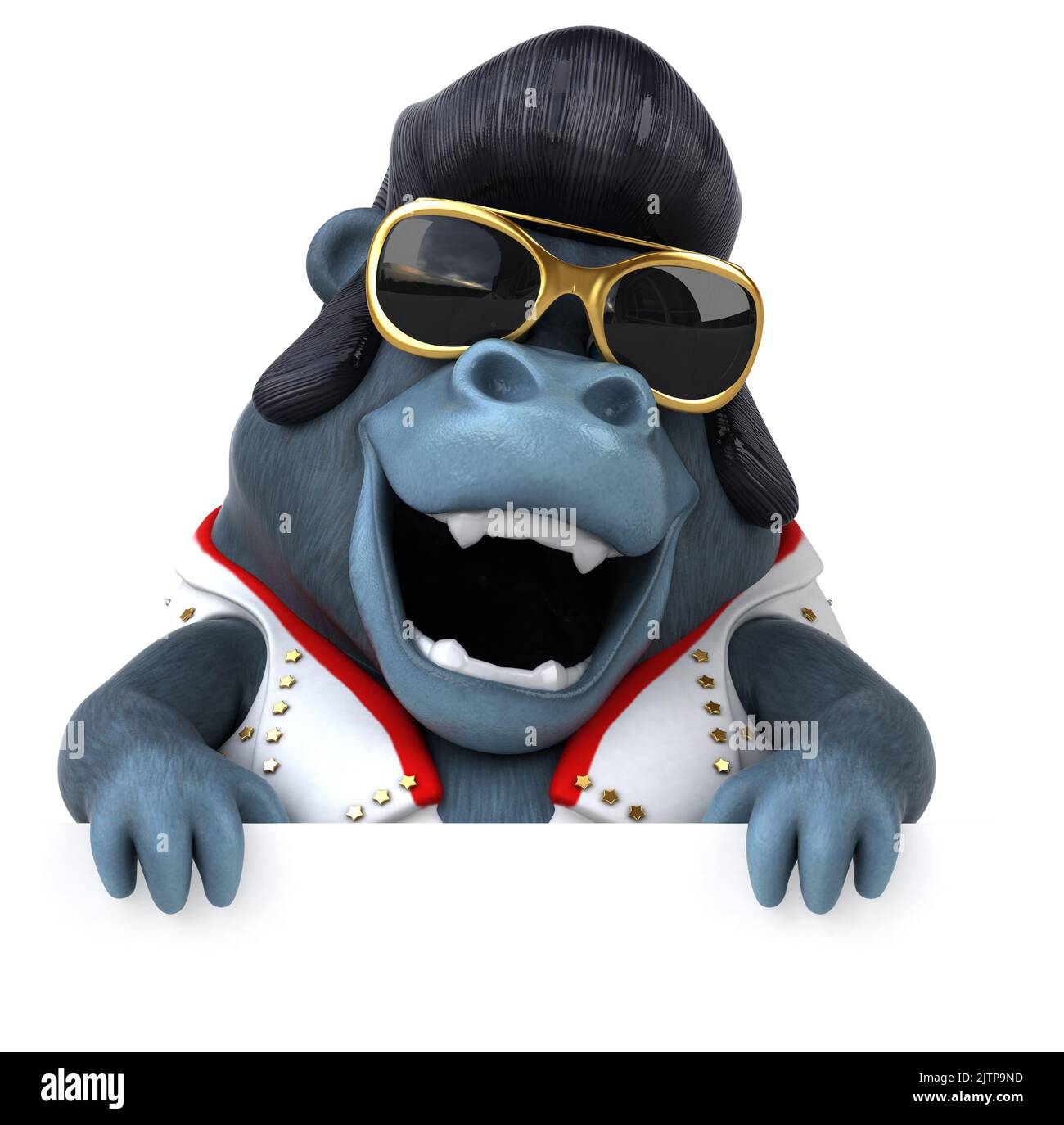 Fun 3D cartoon illustration of a rocker gorilla Stock Photo - Alamy