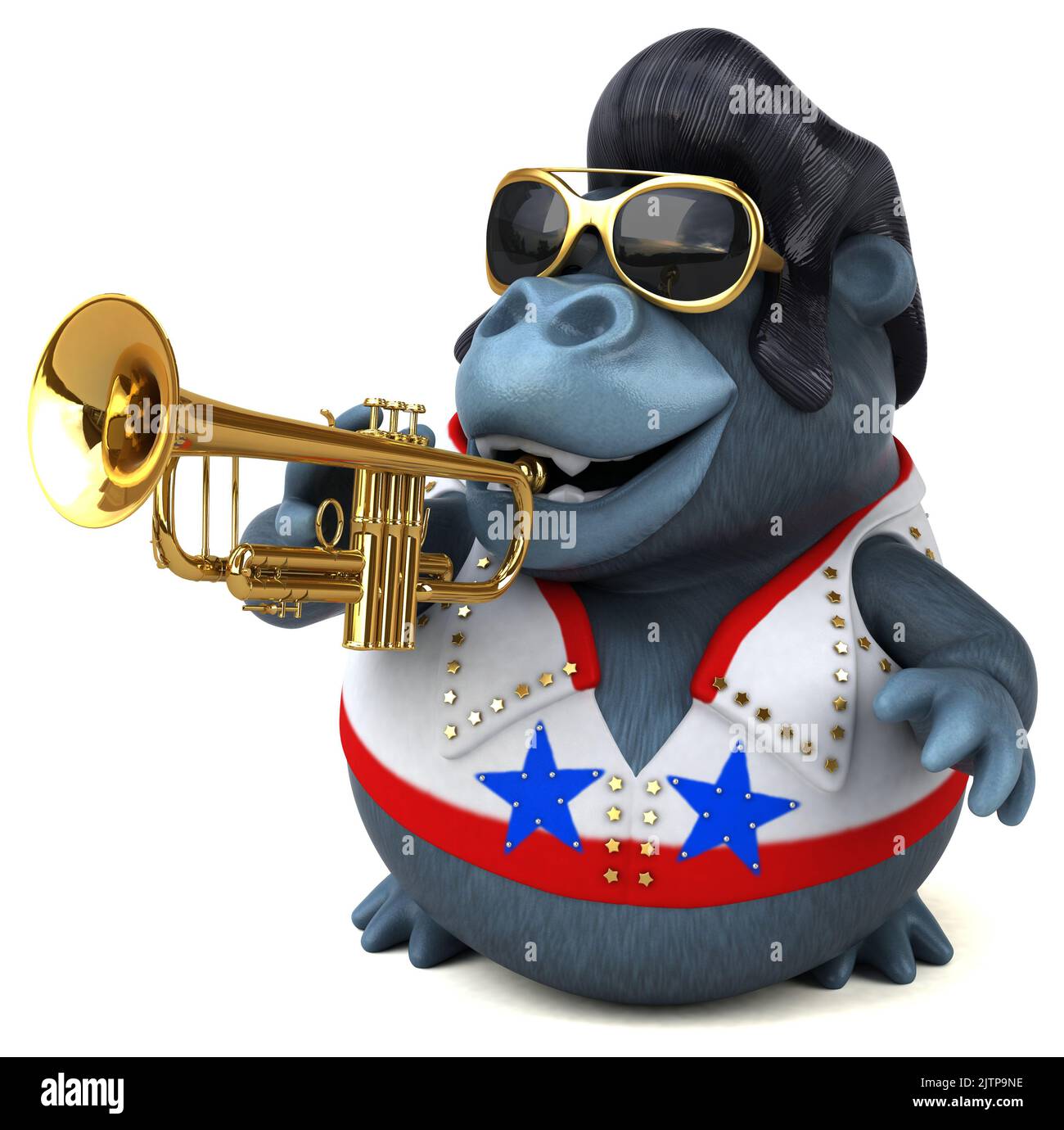 Fun 3D cartoon illustration of a rocker gorilla Stock Photo - Alamy