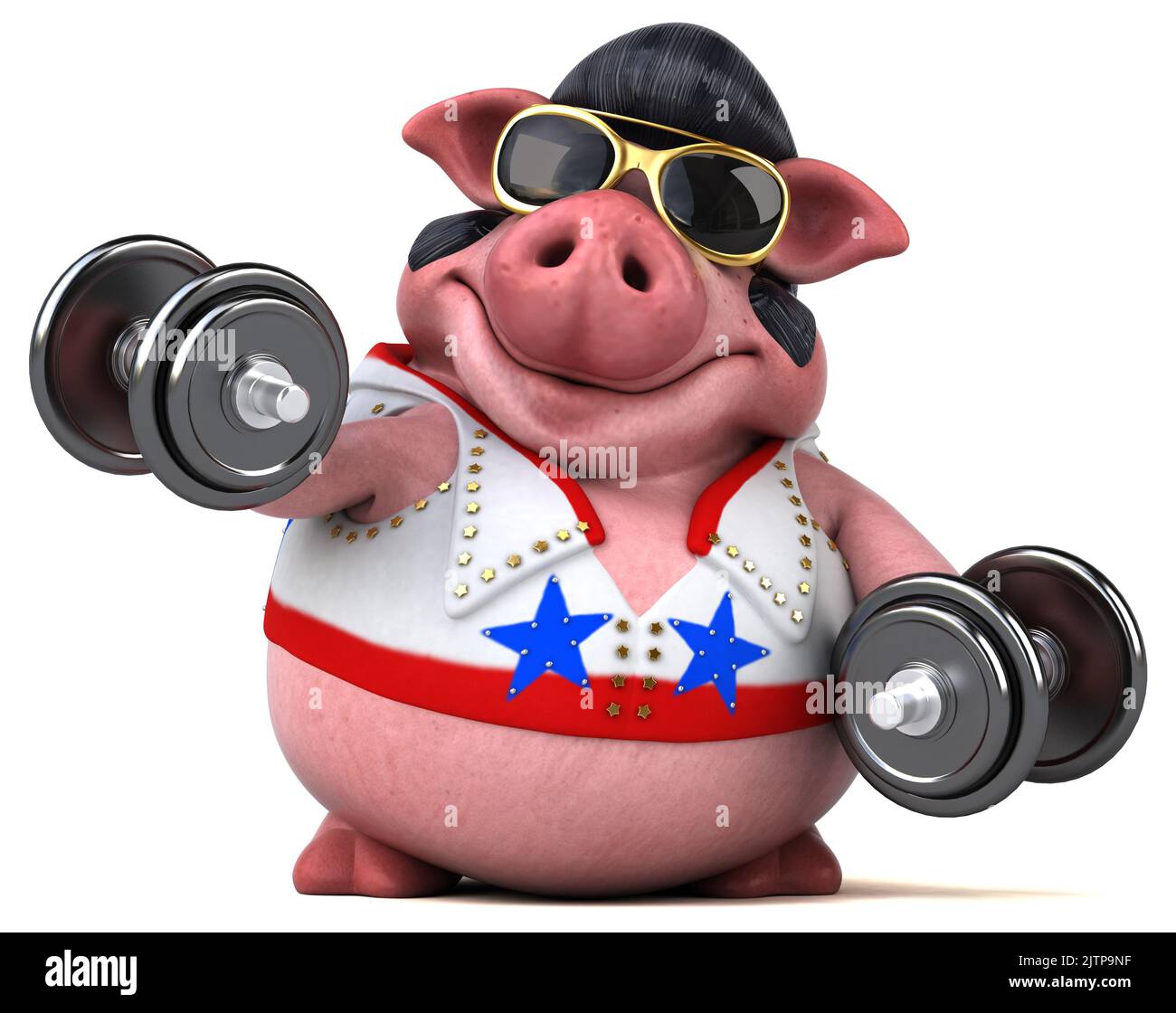 Fun 3D cartoon illustration of a pig rocker Stock Photo - Alamy