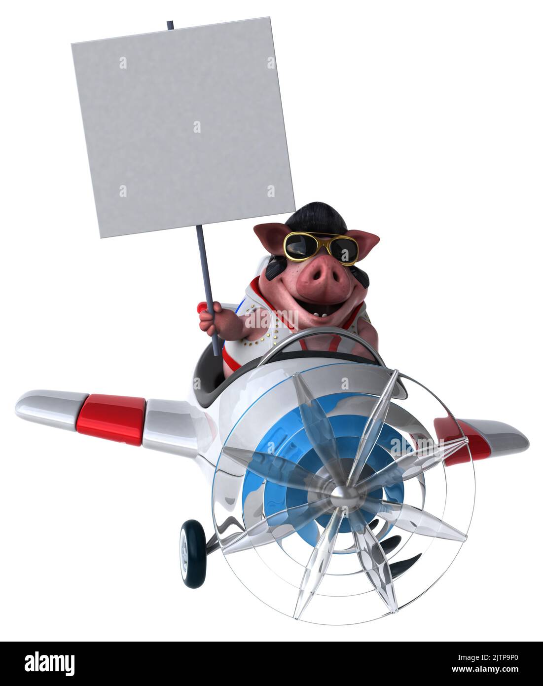 Fun 3D cartoon illustration of a pig rocker Stock Photo - Alamy