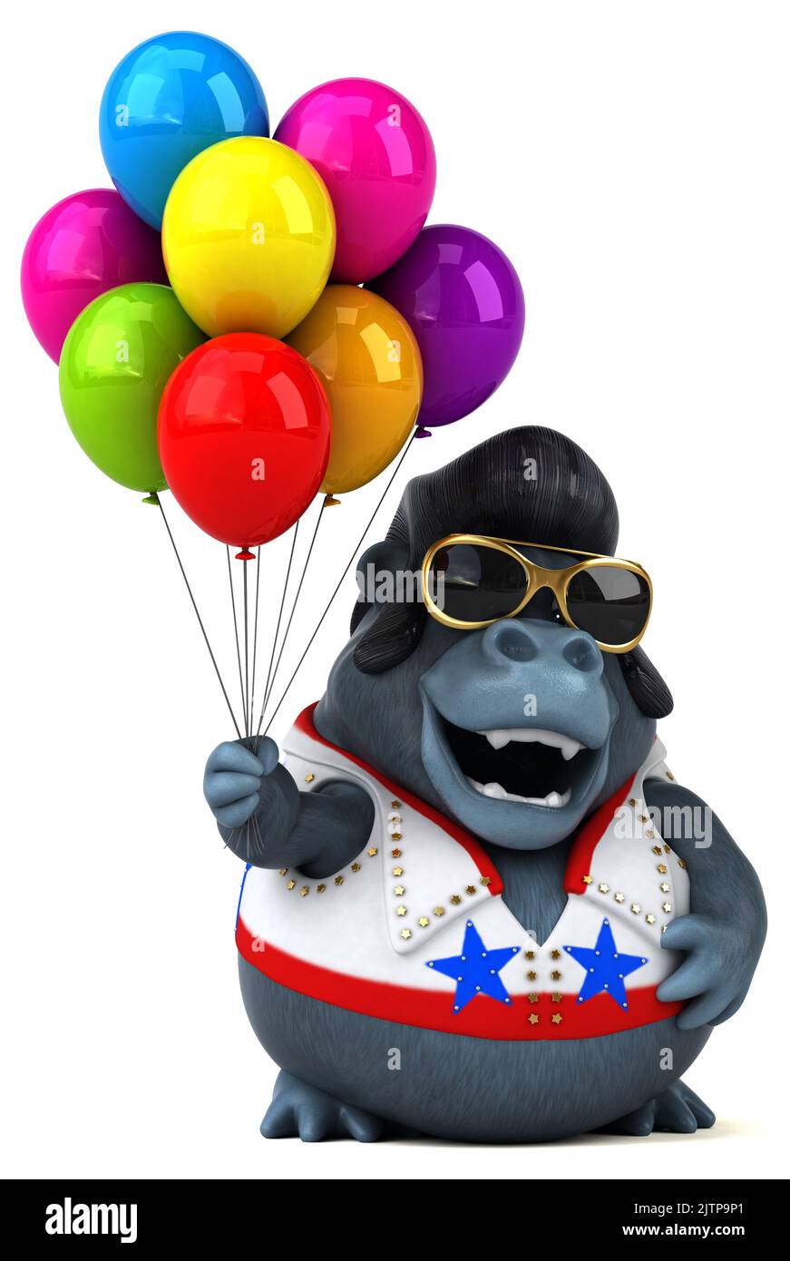 Fun 3D cartoon illustration of a rocker gorilla Stock Photo - Alamy