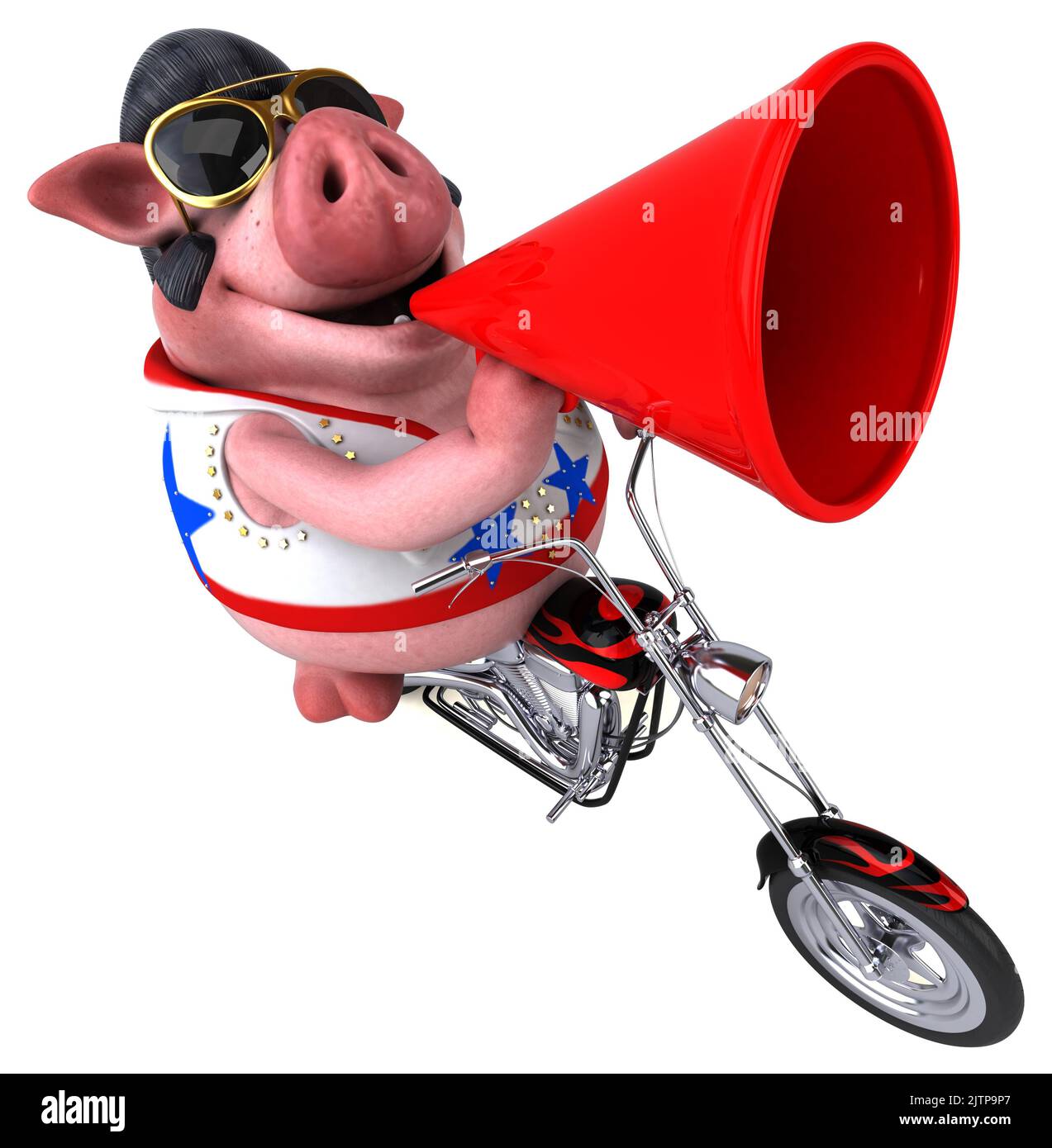 Fun 3D cartoon illustration of a pig rocker Stock Photo - Alamy