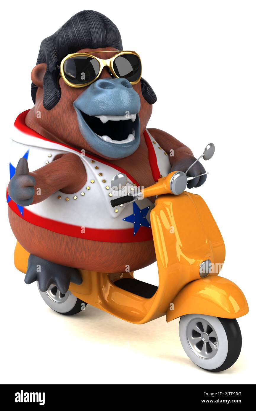 Fun 3D cartoon illustration of a Orang Outan rocker Stock Photo - Alamy