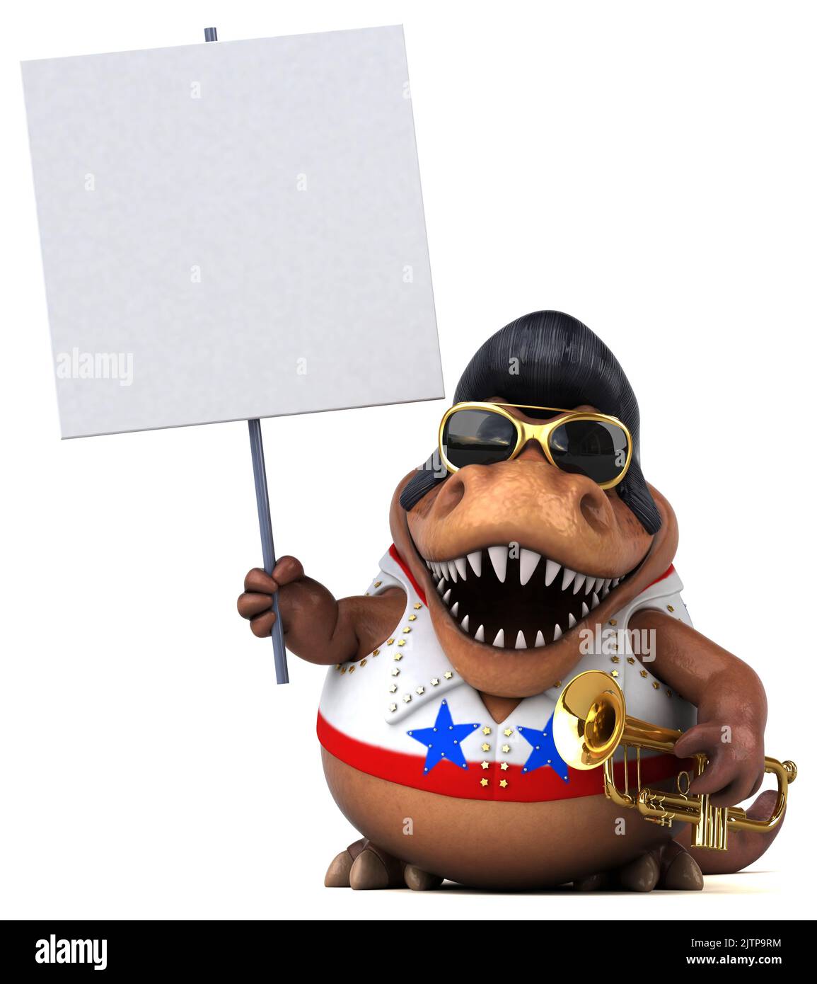 Fun 3D cartoon illustration of a Trex rocker Stock Photo - Alamy