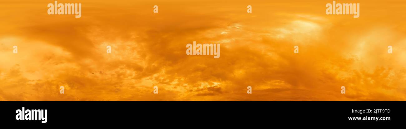 Burning golden dramatic overcast sunset sky panorama. Hdr seamless ...