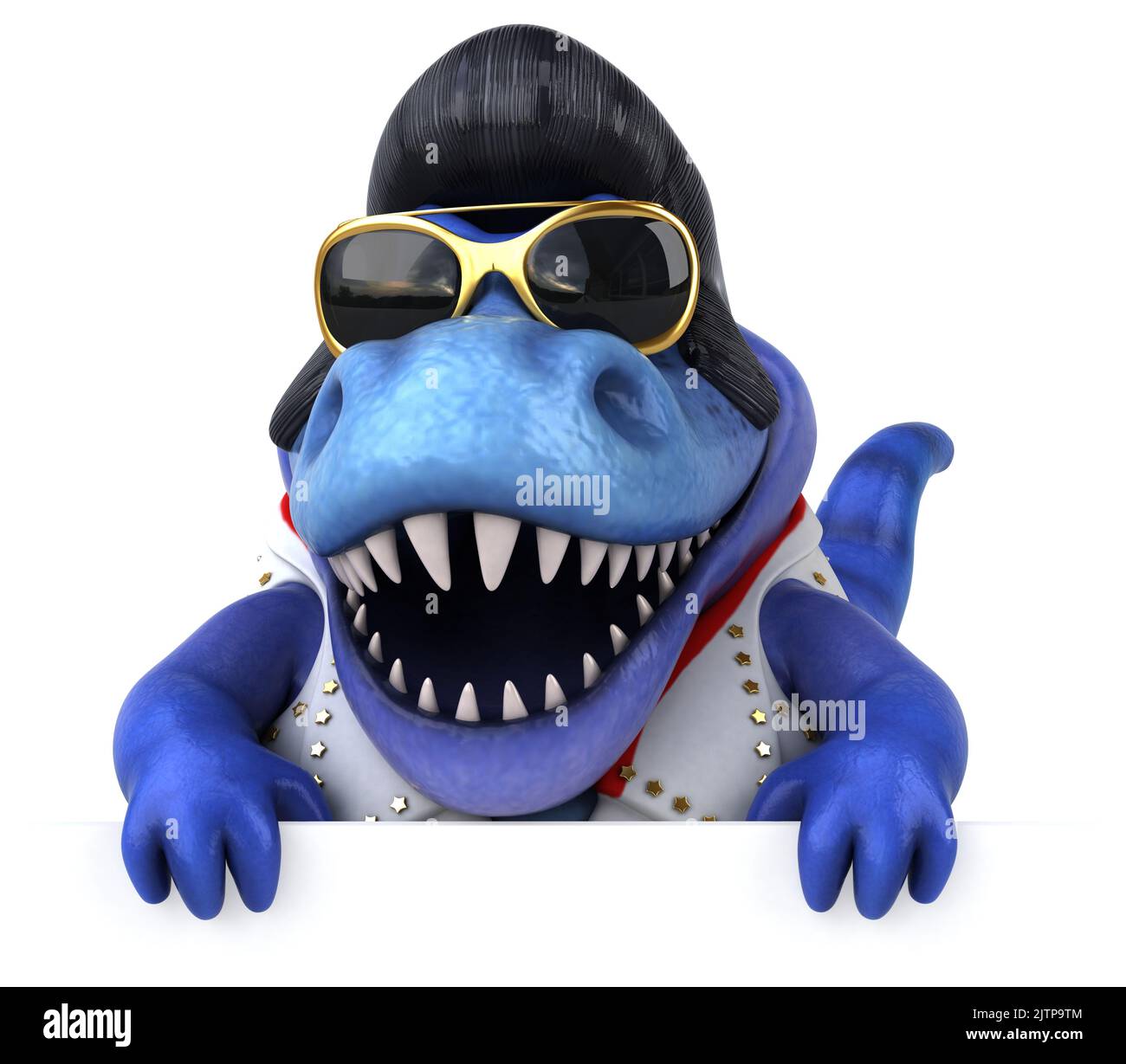 Fun 3D cartoon illustration of a Trex rocker Stock Photo - Alamy