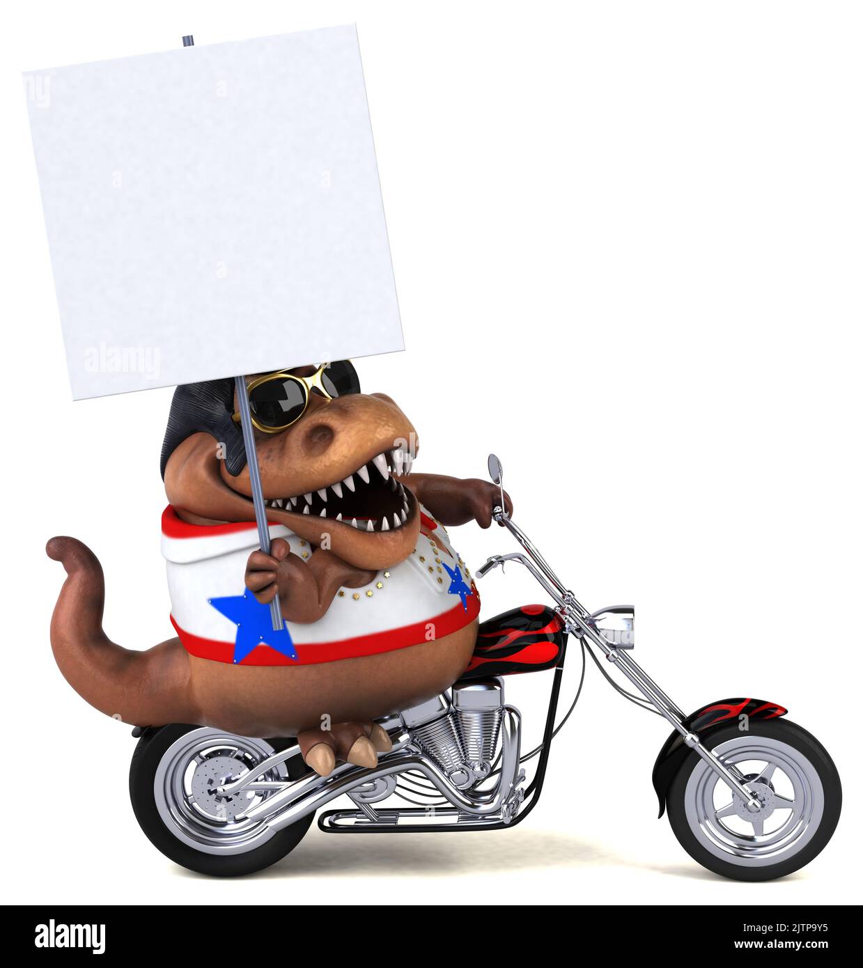 Fun 3D cartoon illustration of a Trex rocker Stock Photo - Alamy