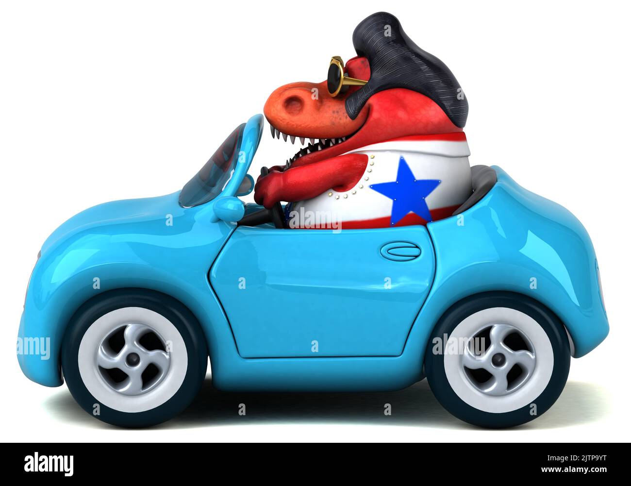 Fun 3D cartoon illustration of a Trex rocker Stock Photo - Alamy