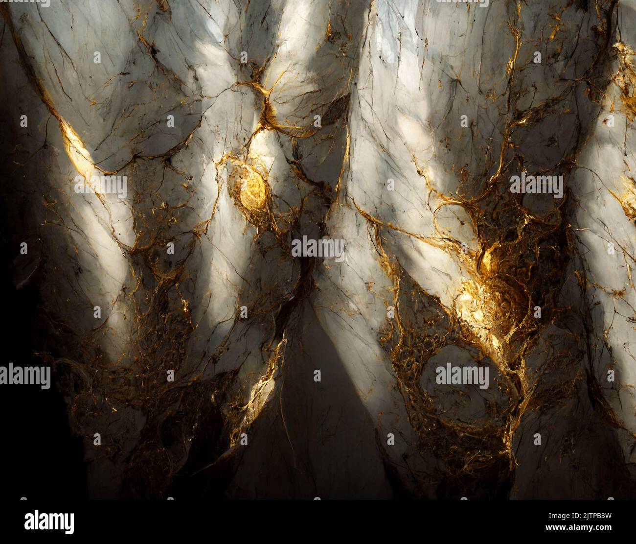 The rocky ground was cracked with hot gold seeping out, Digital ...