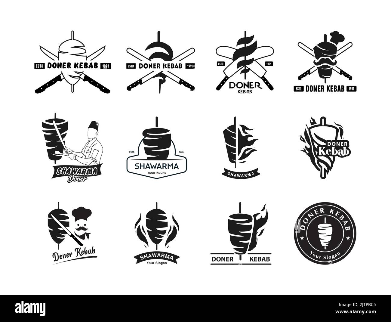 Doner kebab logo for restaurants and markets. Doner kebab logo template ...