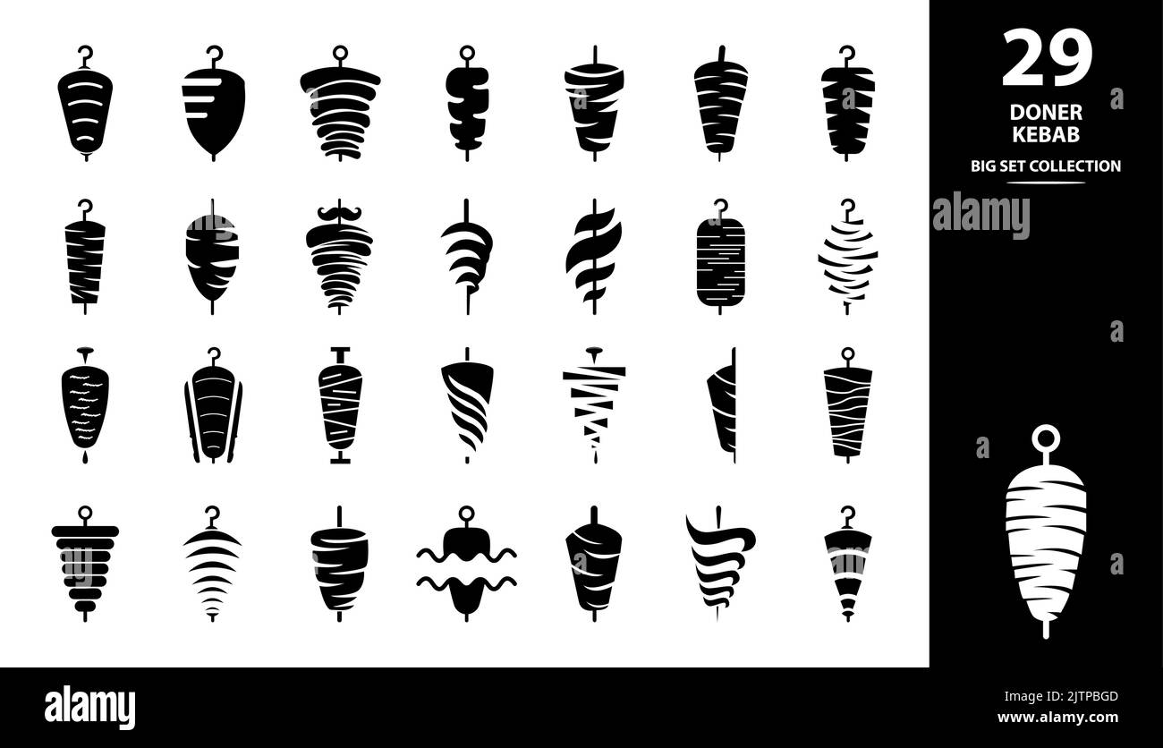 Doner Kebab big set collection. Fast Food Restaurant Design elements ...