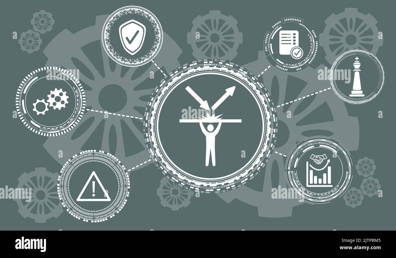 Concept of crisis management with connected icons Stock Photo - Alamy