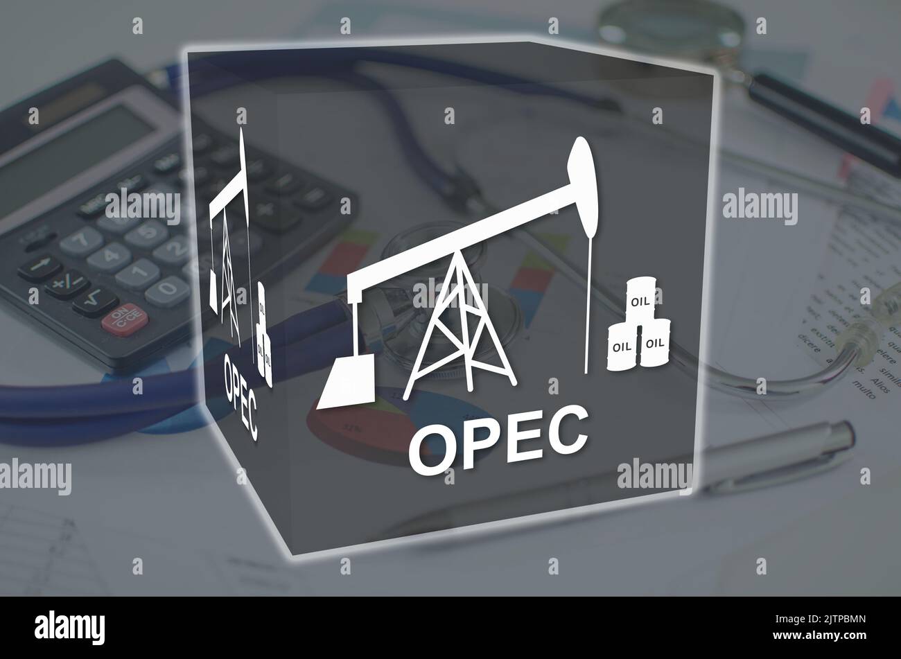 Opec concept illustrated by a picture on background Stock Photo - Alamy