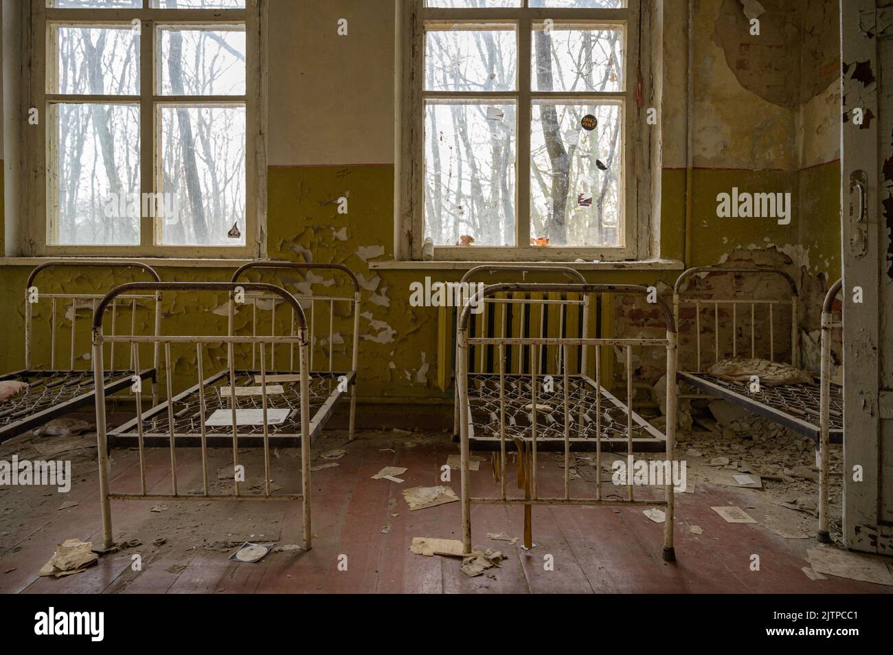 Sperrzone Tschernobyl und Geisterstadt Prypjat in der Ukraine Stock ...