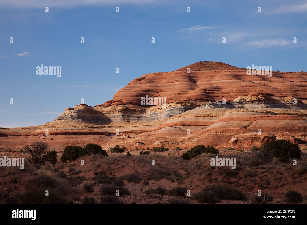 Colorful layers of sandstone in the Rainbow Rocks near Moab, Utah Stock ...