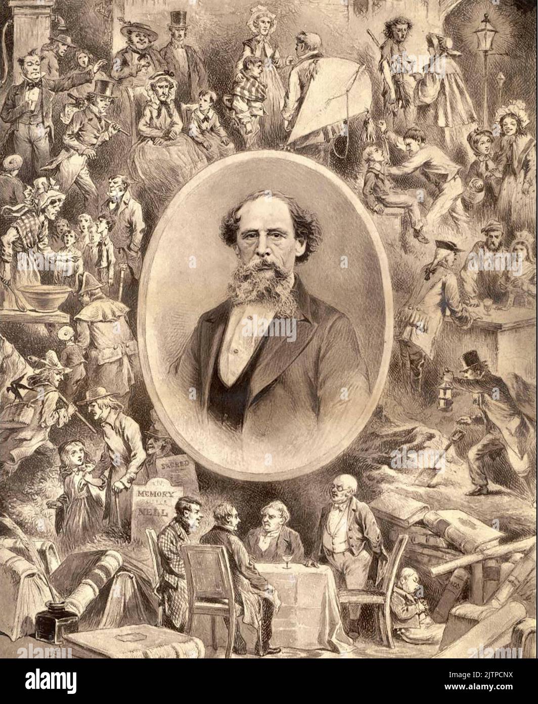 CHARLES DICKENS (1812-1870) English writer with some of his many ...