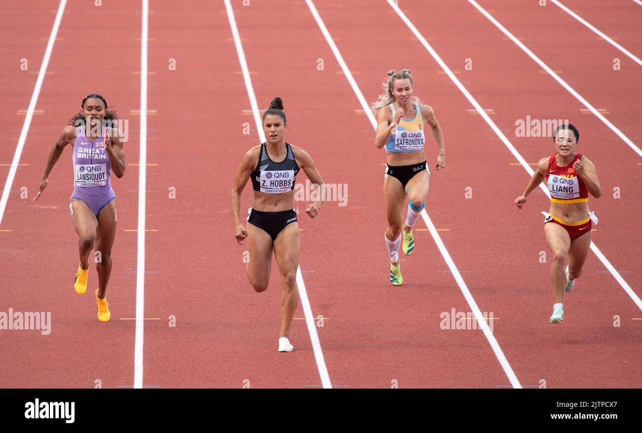 Imani Lansiquot, Zoe Hobbs, Olga Safronova, Xiaojing Liang competing in ...