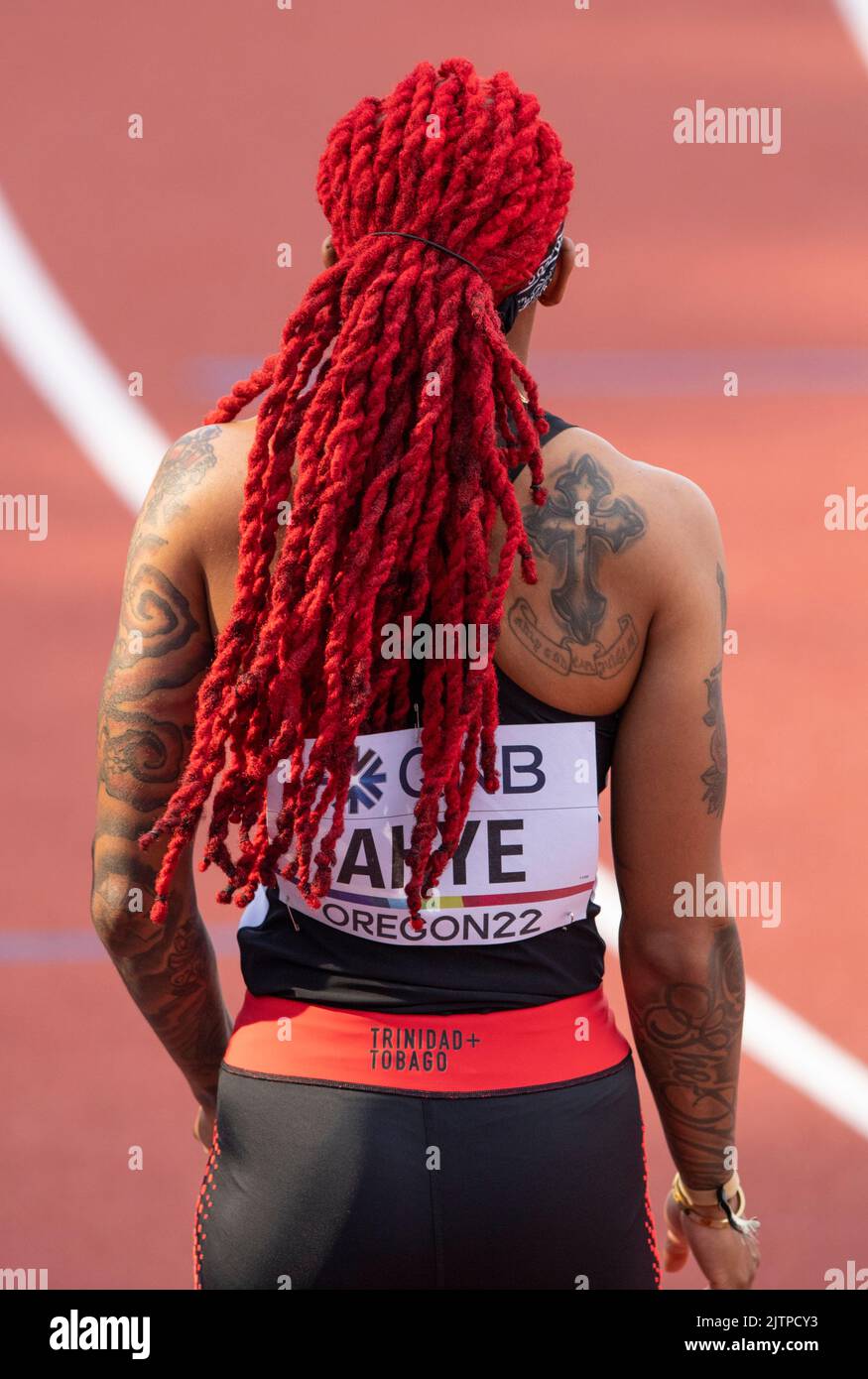 Michelle-Lee Ahye of Trinidad competing in the women’s 100m heats at ...
