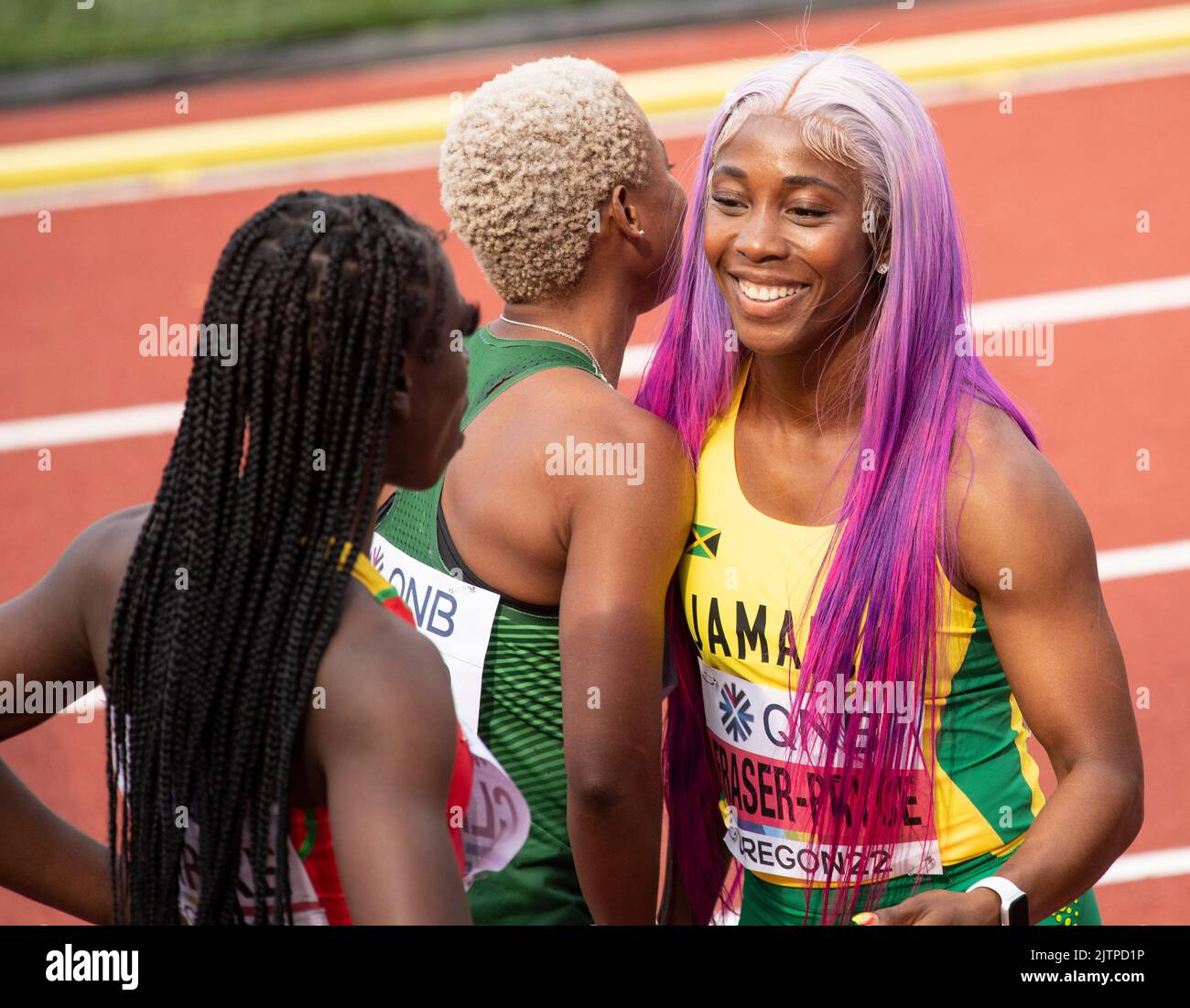 Shelly-Ann Fraser-Pryce of Jamaica competing in the women’s 100m heats ...
