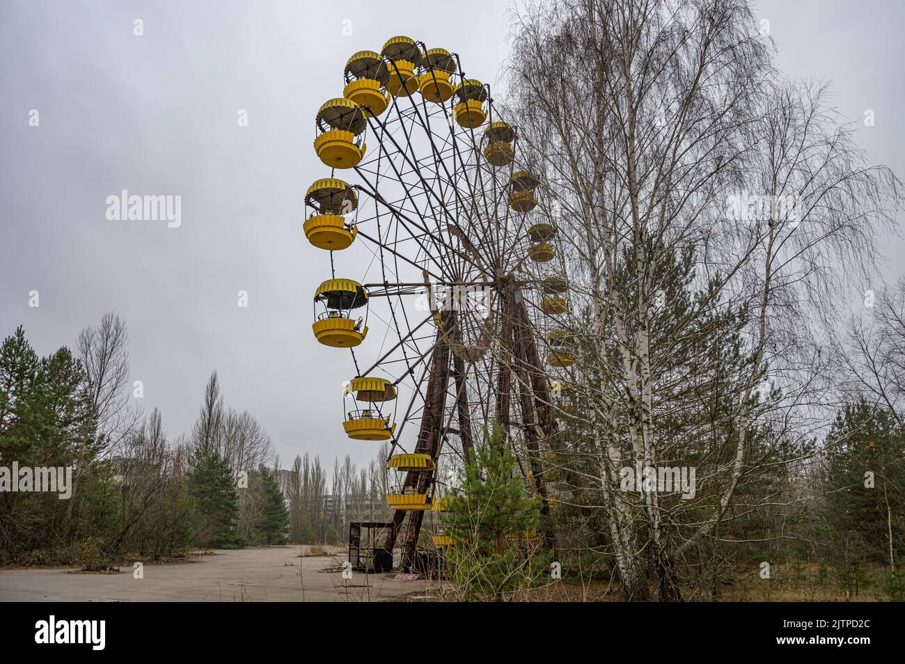 Sperrzone Tschernobyl und Geisterstadt Prypjat in der Ukraine Stock ...