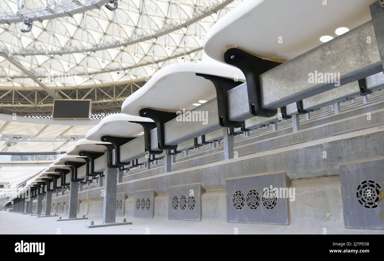 Photo taken in Lusail, Qatar, in June 2022 shows air conditioning vents ...