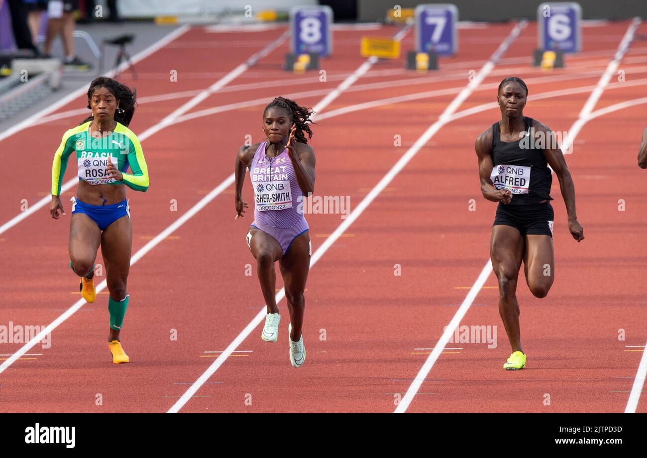 Vitoria Cristina Rosa, Dina Asher-Smith, Julien Alfred competing in the ...