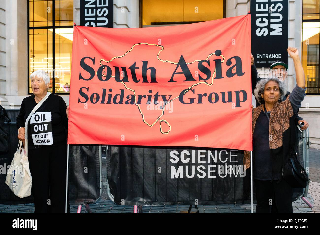 London, UK. 31 August 2022. Members of South Asia Solidarity Group and Fossil Free Science ...