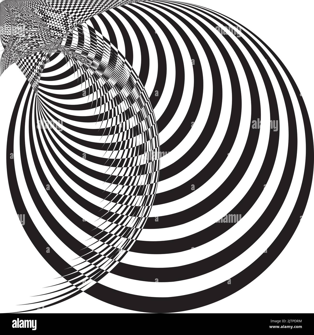 Intersected trajectory flyingsphere illusion abstract background black ...