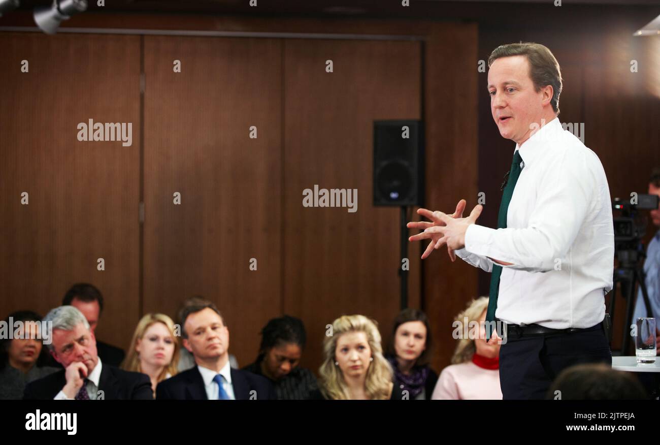 David Cameron speaking at The King's Fund 08/01/10 Stock Photo - Alamy
